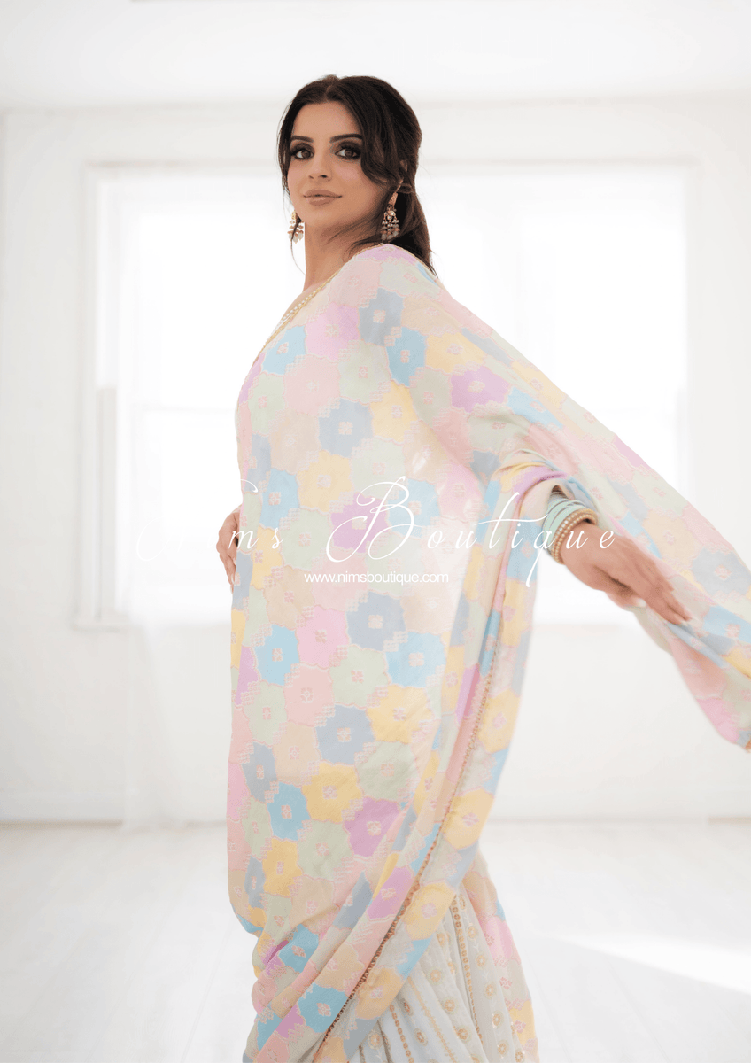 Luxury Pastel Multicolour Dupatta/Chunni | Nim's Boutique | Leicester