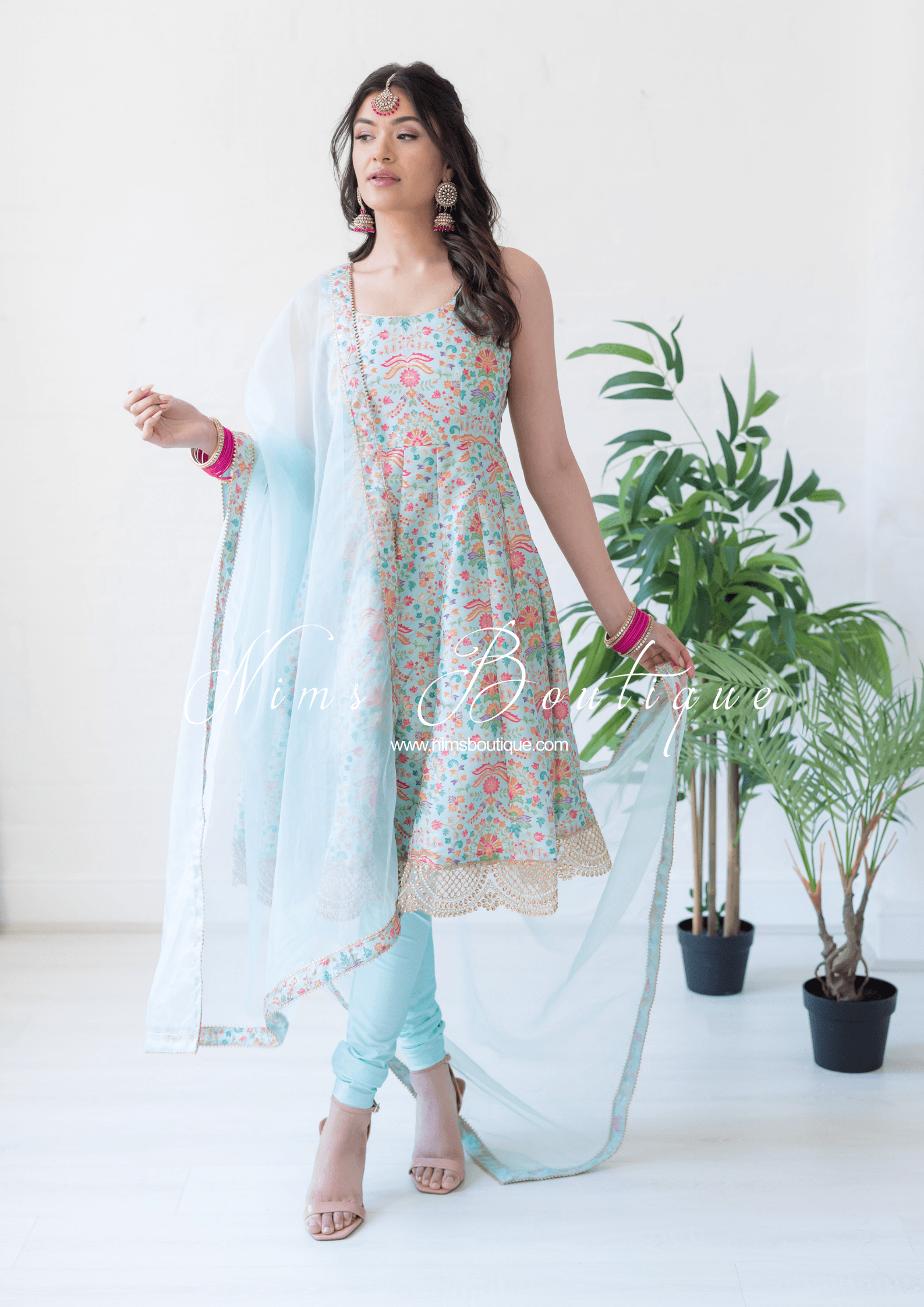 Mia Blue & Multicolour Frock Pajami Suit (sizes 4-16) – Nims Boutique