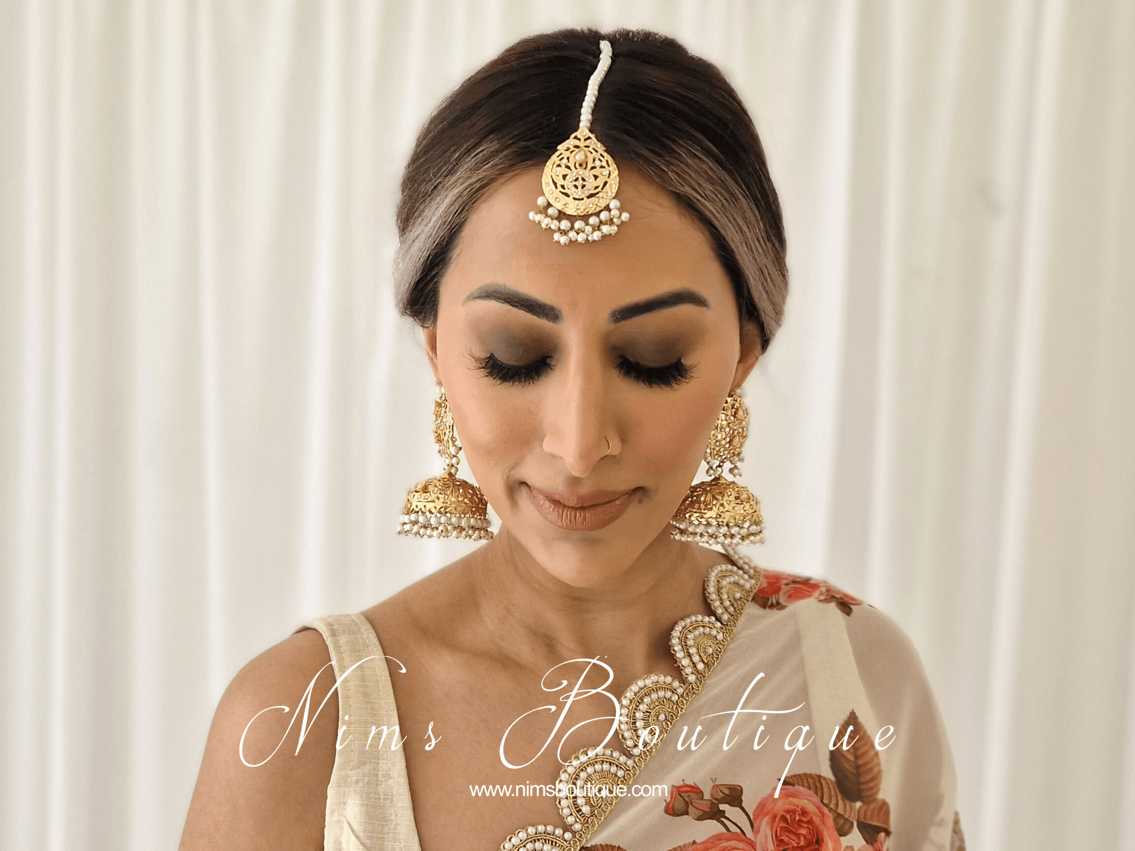 Mughal Gold & Pearl Earrings & Tikka Set – Nims Boutique